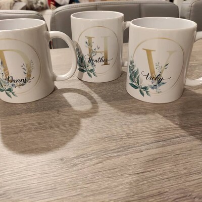 Personalised Mug, Golden Initial Name Cup Gift for Friends, Coffee Mug ...