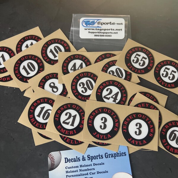 Personalized Softball Bat Knob Decals, Choose Text, Number & Colors ...