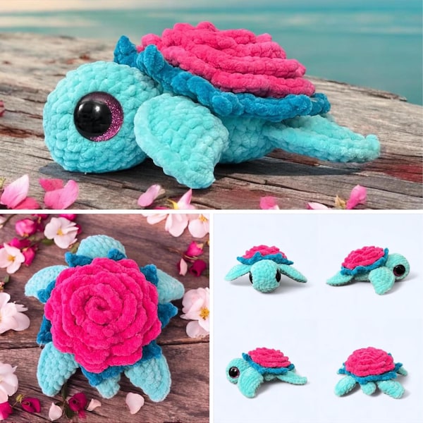Mini Rose Turtle Crochet Pattern - Valentines Day Flowers, Advanced ...