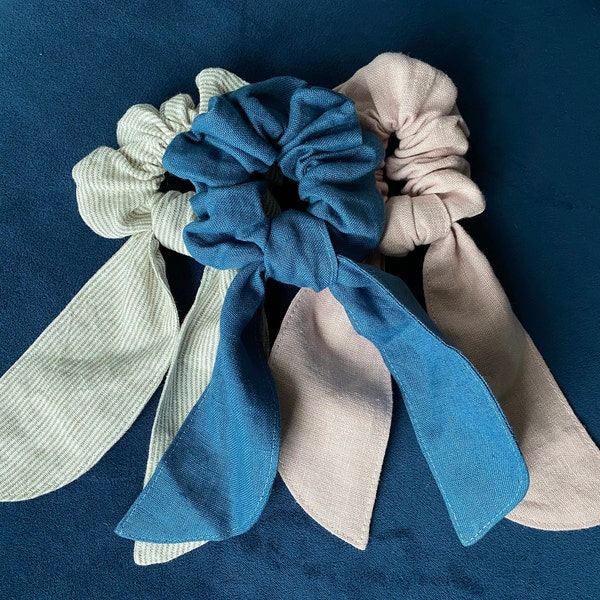 Hair Scrunchie Ponytail Holder Linen Hair Scrunchies Variety of Colors ...