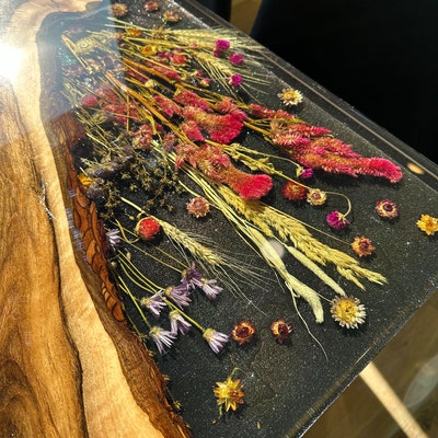 Pressed Flower Epoxy Table, Unusual Dining Table, Floral Art Resin ...