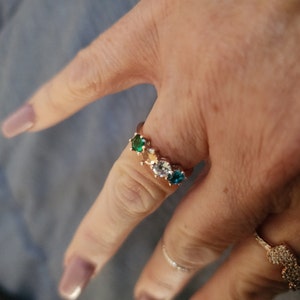 14K Stackable Birthstone Ring With Engraving Name Engraved - Etsy