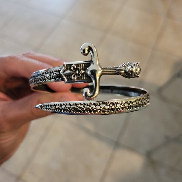 Men's Handmade Sword Bracelet , Silver Sword Bracelet , Open Cuff ...