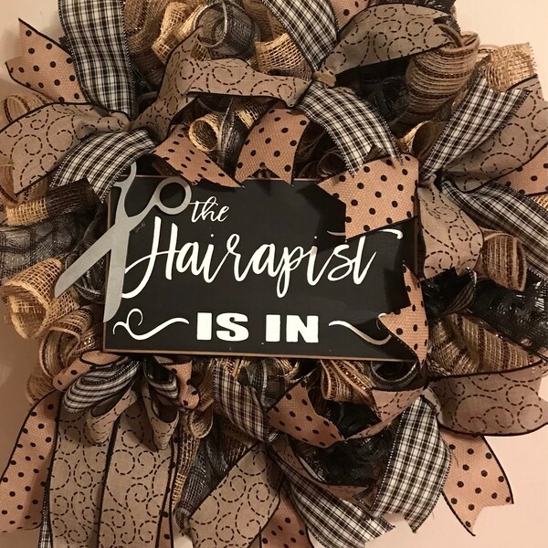 The Hairapist is in Sign Wood Hair Dresser Gift Salon Stylist ...