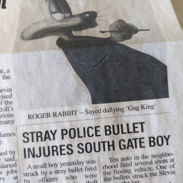 Los Angeles Chronicle “toon Kills Man”- REPLICA (who Framed Roger ...