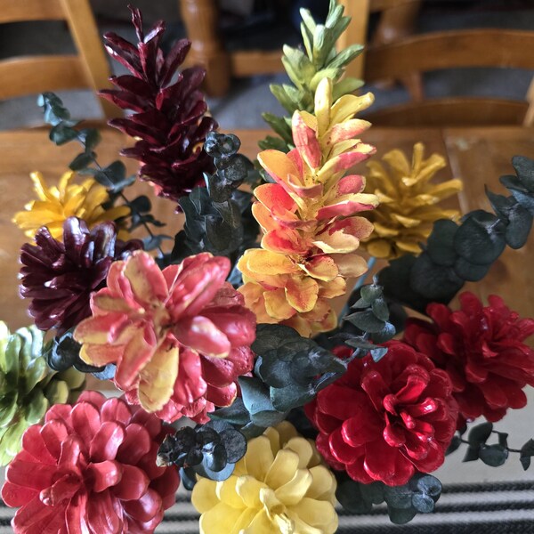 Fall Pine Cone Flowers, ONE DOZEN, ORIGINAL, on 12-inch Stems ...