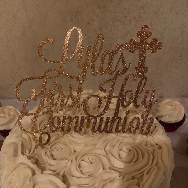 Custom First Holy Communion Cake Topper, First Communion Cake Topper ...
