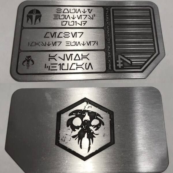 The Mandalorian Bounty Hunter ID Card Custom Solid Metal Stainless ...