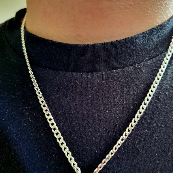 925 Sterling Silver Curb Chain Necklace 0.6mm, 0.9mm, 1.2mm, 1.5mm, 1 ...