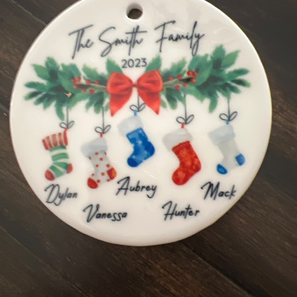 Personalized Family of 4 Ornament, Custom Family Stocking Ornament With ...