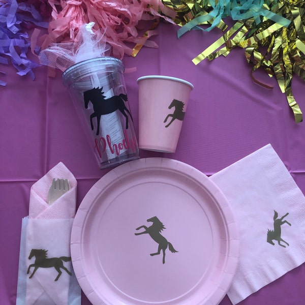 Horse Party Supplies Pony Girl Equestrian Birthday Set Plates Cups ...