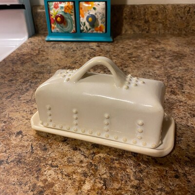 Butter Dish With Lid Covered With Handle Handmade Pottery Modern ...