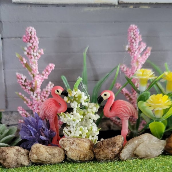 Set of Tiny MINIATURE FLAMINGOS Pink Flamingo Bird Animal Mini Figures ...