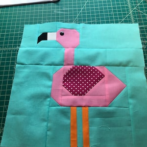 Standing Flamingo Bird Animal Summer Tropical Fun Quilt Block PDF ...