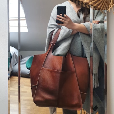 BLACK OVERSIZE SHOPPER Bag, Black Leather Shopper, Large Tote Bag ...