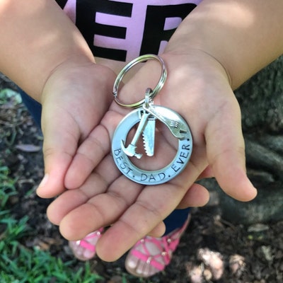 Father's Day Gift, Personalized Father's Keychain, Tool Key Ring, Dad ...