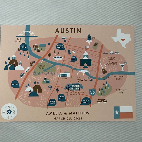 Custom Wedding Invitation Map, Save the Date, Welcome Map, Itinerary ...