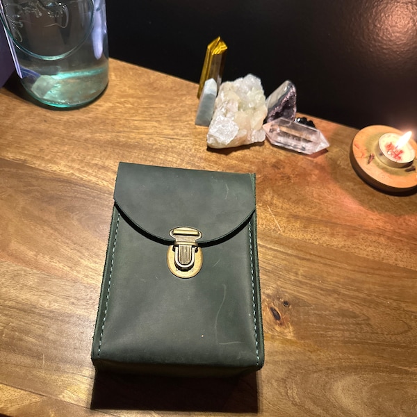 Double Tarot Leather Case, Tarot Box for Two Decks, Custom Tarot Pouch ...