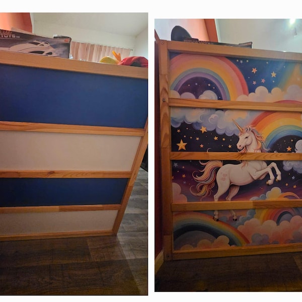 IKEA KURA BED Decals Unicorn and Rainbows, Kura Bed Stickers, Kura Decal for Girl Removable ...
