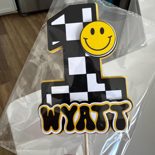 Smiley Face Cake Topper | Ten is A Vibe Cake Decorations | Groovy Cake ...