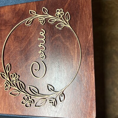 Box With Floral Frame and Name, Wooden Keepsake With Name, Personalised ...