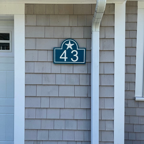 Nautical House Number Sign, Coastal Address Sign, Starfish Address Sign ...