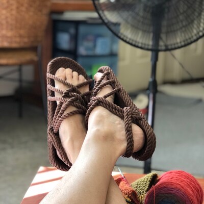 Womens Handmade Rope Sandals Toe Ring Sandals Barefoot Hippie Sandals ...