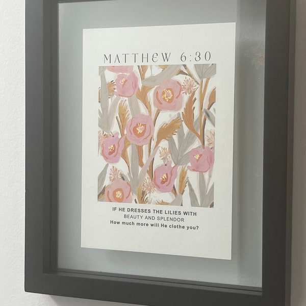 Matthew 6 Floral Pattern | Printed & Shipped | Modern Scripture Decor ...