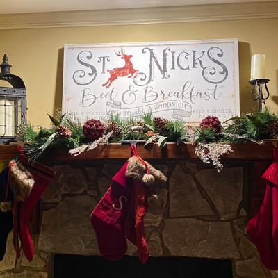 Rustic Christmas Sign Bed & Breakfast Sign Modern Farmhouse Wall Decor ...