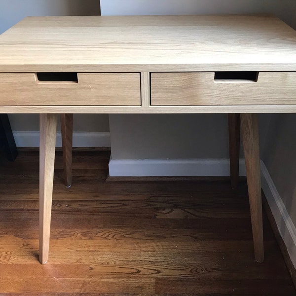 Modern Computer Desk With Drawers Made From Solid Oak and Natural Oak ...