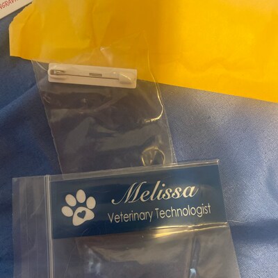 PAW PRINT Vet Tech Name Tag Veterinarian RVT Name Badge Veterinary ...