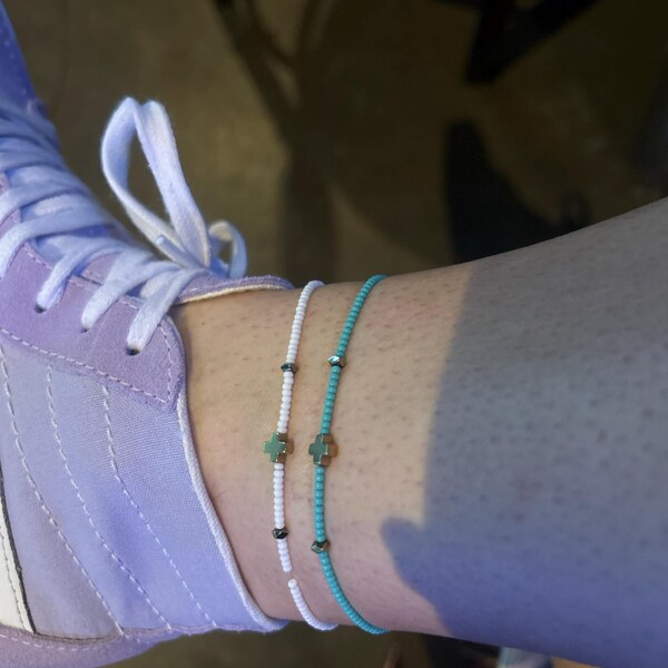 Turquoise Shell Anklet, Dainty Shell Anklet, Turquoise Beaded Anklet ...