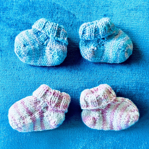 FIRST SIMPLE BABY Socks Knit, Easy Baby Booties Pattern, Baby Socks ...