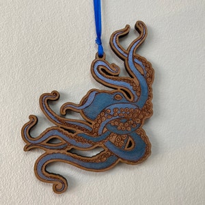 Octopus Pyrography Art Keepsake on Solid Wooden Pebble Each - Etsy