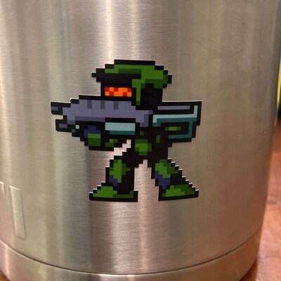 Green Master Chief gun From Halo 8-bit Vinyl Decal - Etsy