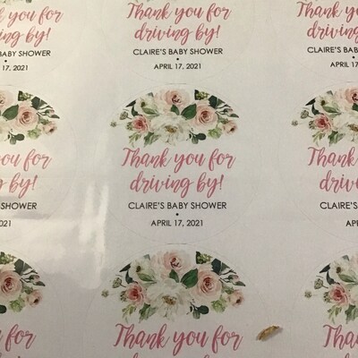 Drive by Baby Shower Favor Stickers, Girl Baby Shower Thank You ...