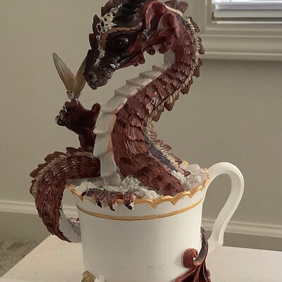 HOT CHOCOLATE DRAGON Figurine, Dragon in Cup, Brown Dragon, Gift,unique ...