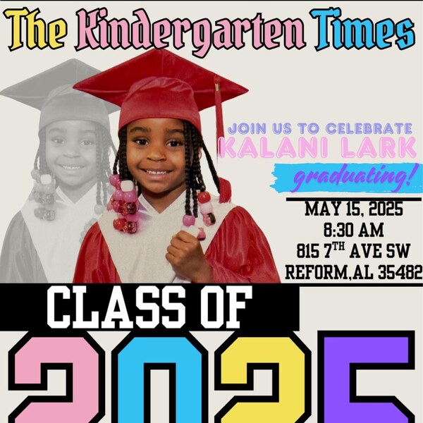 Editable Kindergarten Graduation Template | 5x7 Pre-k Graduation ...
