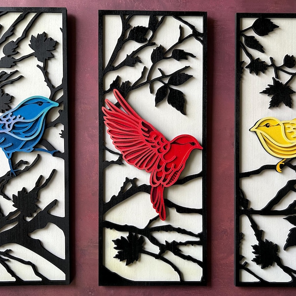 Multilayer Bird Wall Art Laser Cut File 3D Layered Bird Layered Dxf Dwg ...