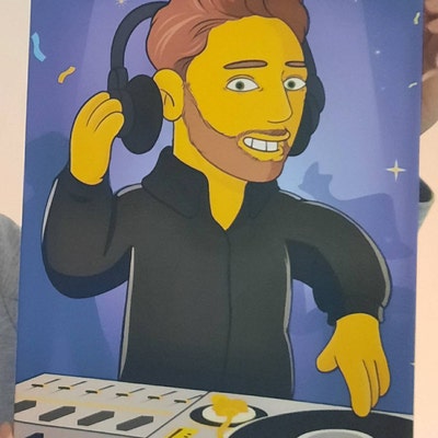 DJ Gift Custom Portrait From Your Photo as Yellow Cartoon Character ...
