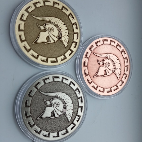 SPARTAN HELMET Coin || Ancient Greek Coin, Pendant, Keychain, Pin Badge ...