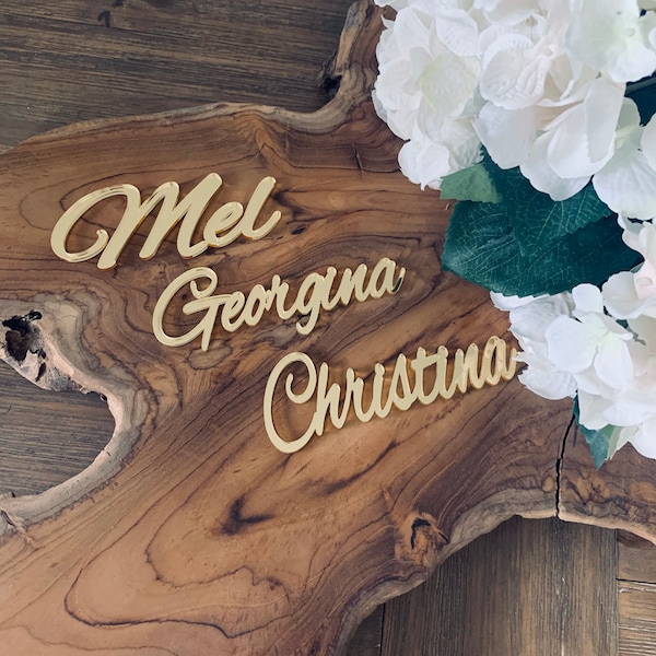 Personalised Acrylic Name Place Seating | Custom Name Place Cards ...