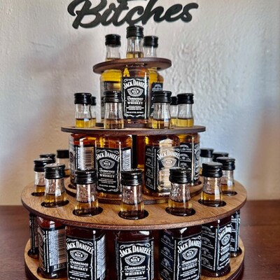 3 Tier Shot Cake, 21st Birthday Gift, Mini Liquor Bottle Stand, Funny ...
