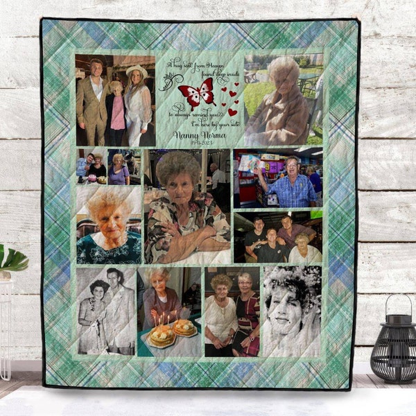 Personalized Photo Memory Quilt, Blanket or Wall Hanging, Custom Photo ...