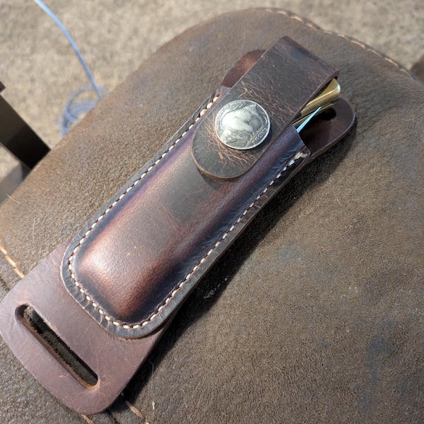 Buck 110 Horizontal Draw Leather Knife Sheath . Crazy Horse Brown ...