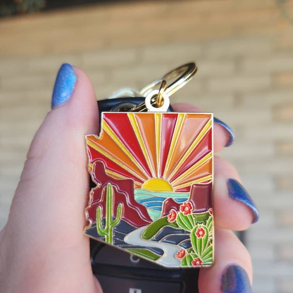 Arizona Soft Enamel Keychain | Arizona Outline Key Ring | Illustrated ...
