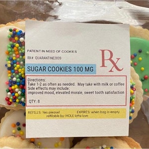 CUSTOMIZABLE Cookie Prescription Label RX Nurse Appreciation Sticker ...