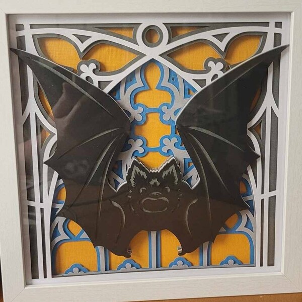 Gothic Bat Shadow Box SVG Template: Halloween Paper Cut Wall Art - Etsy
