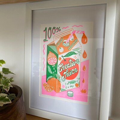 Creative Juice A5 Risograph Print, Orange Juice Wall Art - Etsy