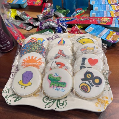 1990s Themed Decorated Sugar Cookies 90s Party Favors 1990s Themed ...